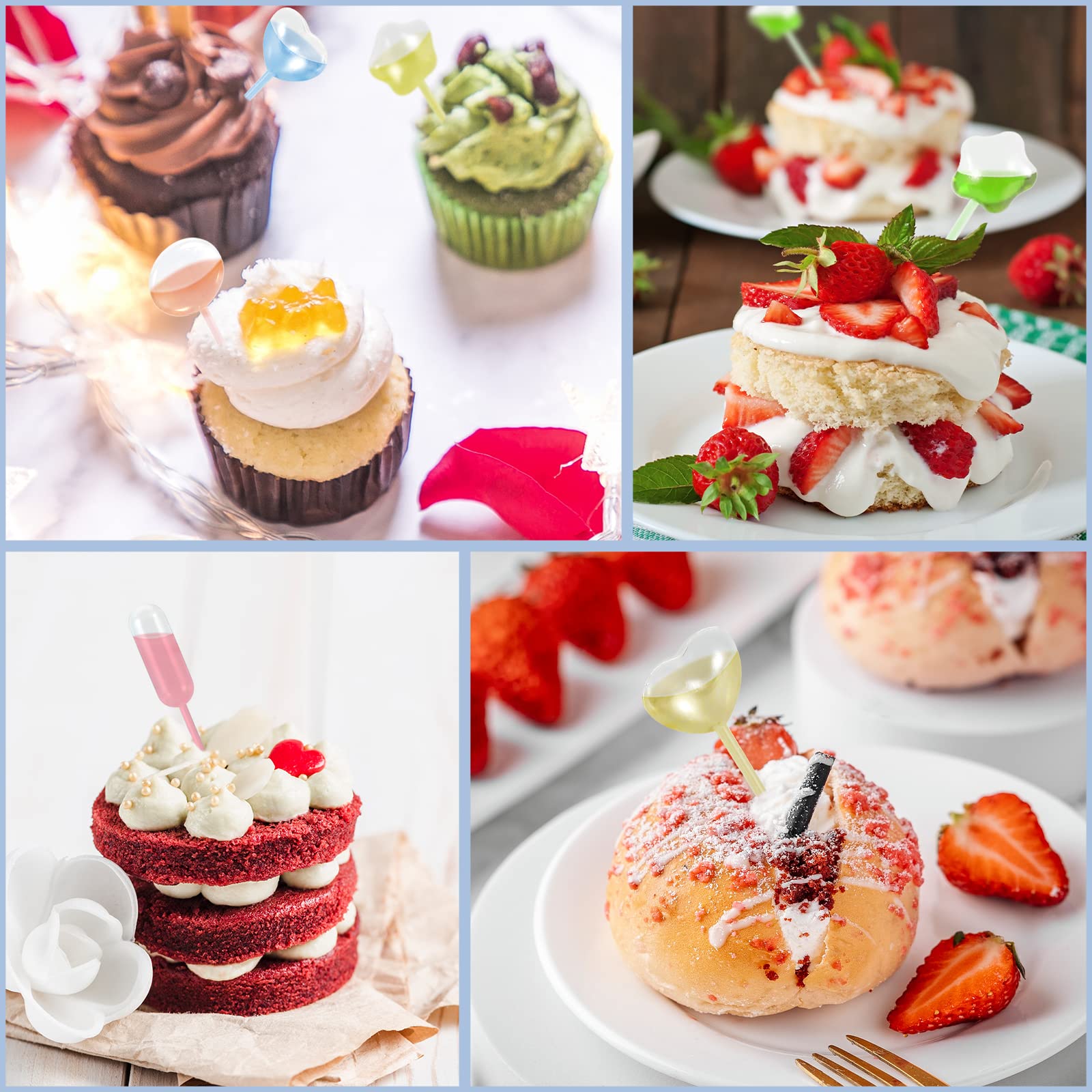 250PCS 4ml Cupcakes Pipettes, Food Grade Plastic Disposable Pipettes, Suitable for Chocolate or Strawberries Cupcakes, Ice Cream, Waffles, Chocolate Dessert