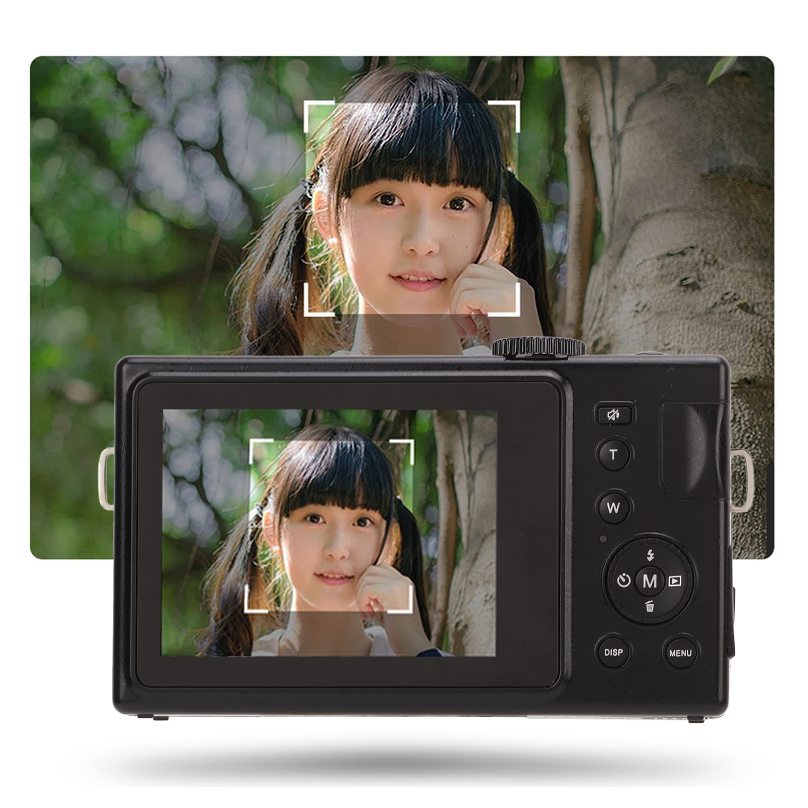 16X Digital Camera, 3 inch TFT LCD 24MP Portable 1080P FHD Micro Single Camera, 1500mAh Rechargeable, for Beginners, Children, Teenagers, Friends(Black)