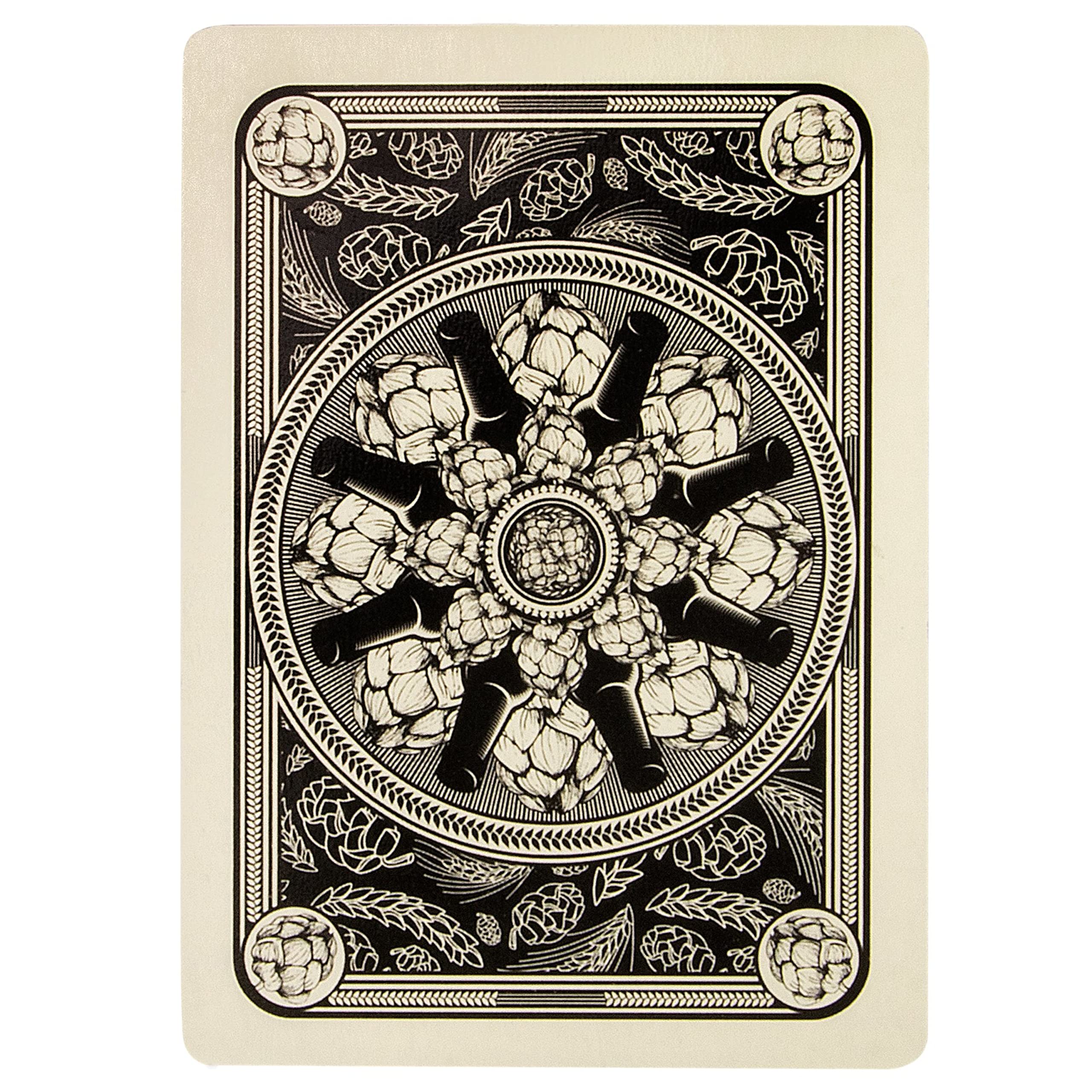 6 Decks Beers & Bluffs Craft Beer Themed Playing Cards | Cream Playing Cards with Custom Hop and Beer Bottle Card Art | Plastic-Coated 310gsm Black Core, Standard Index, Poker Size