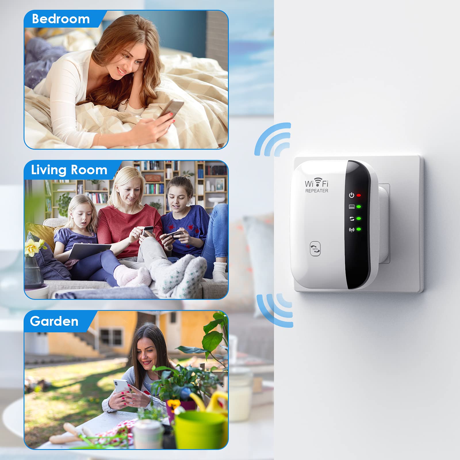 WiFi Extender Signal Booster Up to 2640sq.ft The Newest Generation, Wireless Internet Repeater, Long Range Amplifier with Ethernet Port, Access Point, 1-Tap Setup, Alexa Compatible N300