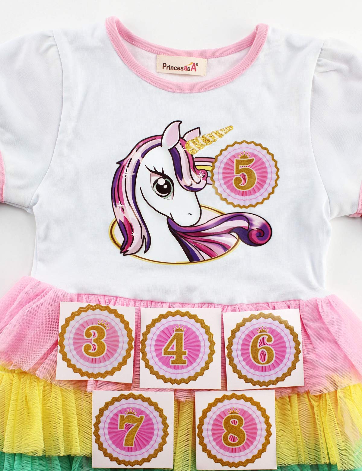 Unicorn Party Princess Birthday Pageant Rainbow 5t Little Girls Dresses,5TT50,4-5 Years(Size 120)