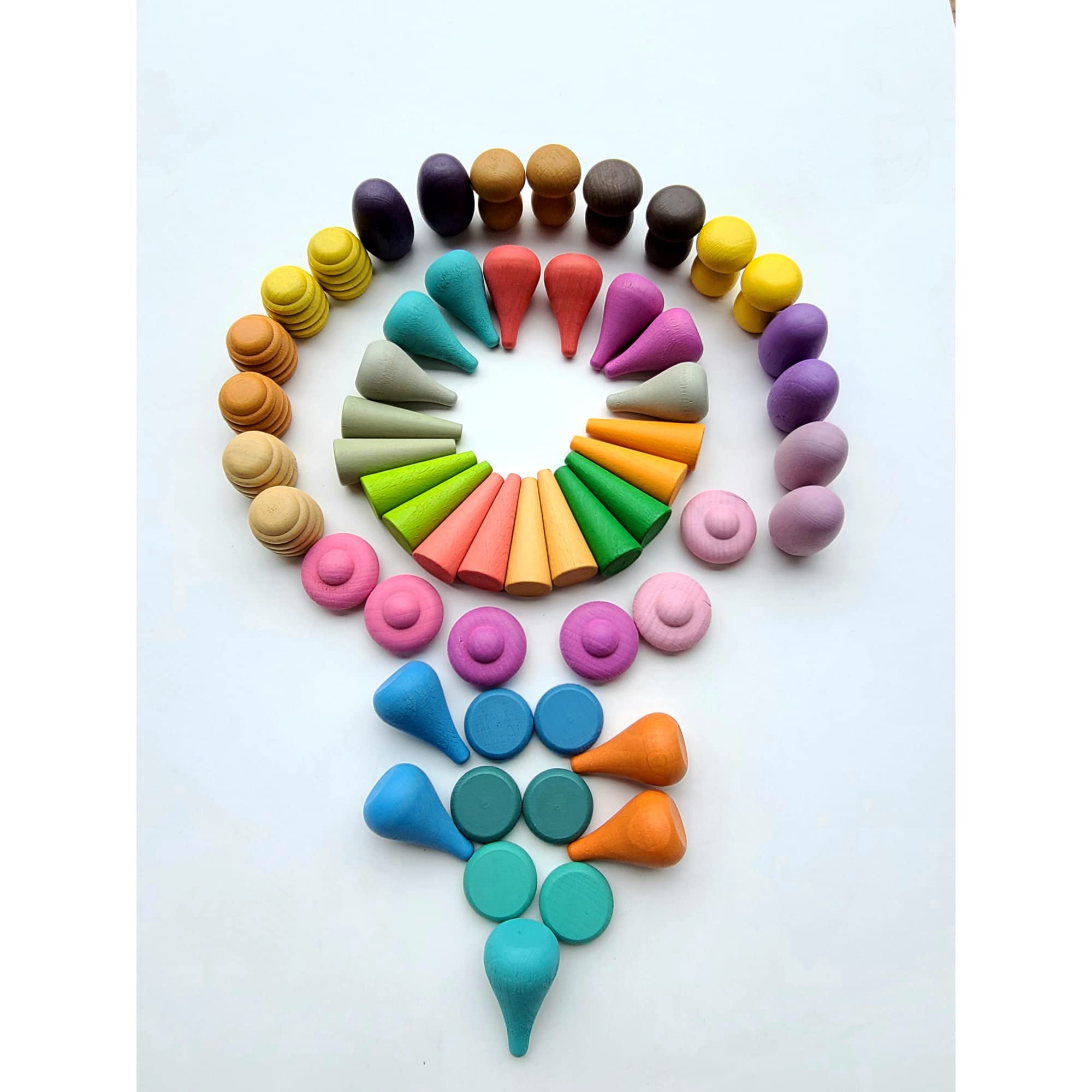 54 Pcs Wooden Mandala Loose Parts / Wooden Figures / IFIT Montessori Materials