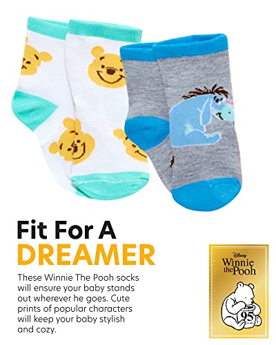 Disney Baby Boys Socks - 12 Pack Soft Newborn Baby Socks Character Prints - Cute Newborn and Infant Socks (0-24M), Size 0-6 Months, Winnie the Pooh