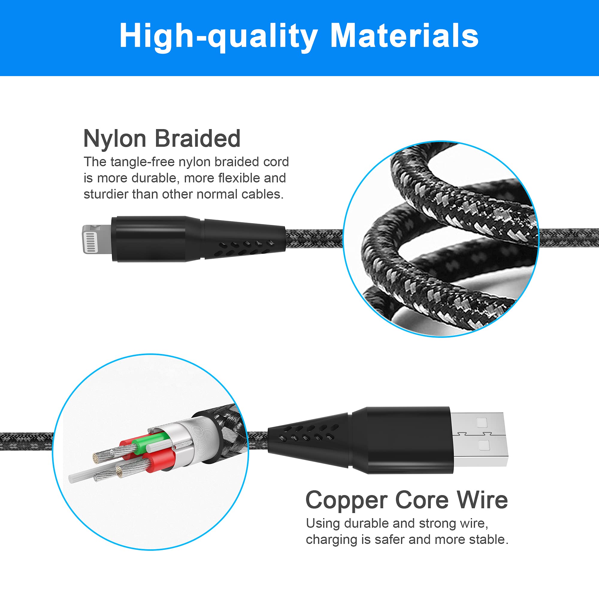 iPhone Charger 20FT/6M [Apple MFi Certified] Lightning Cable Extra Long iPhone Charging Cord Nylon Braided Fast Apple Charger Cable 2.4A for iPhone 12 11 Pro X XS Max XR/8 Plus/7 Plus/6/6s Plus