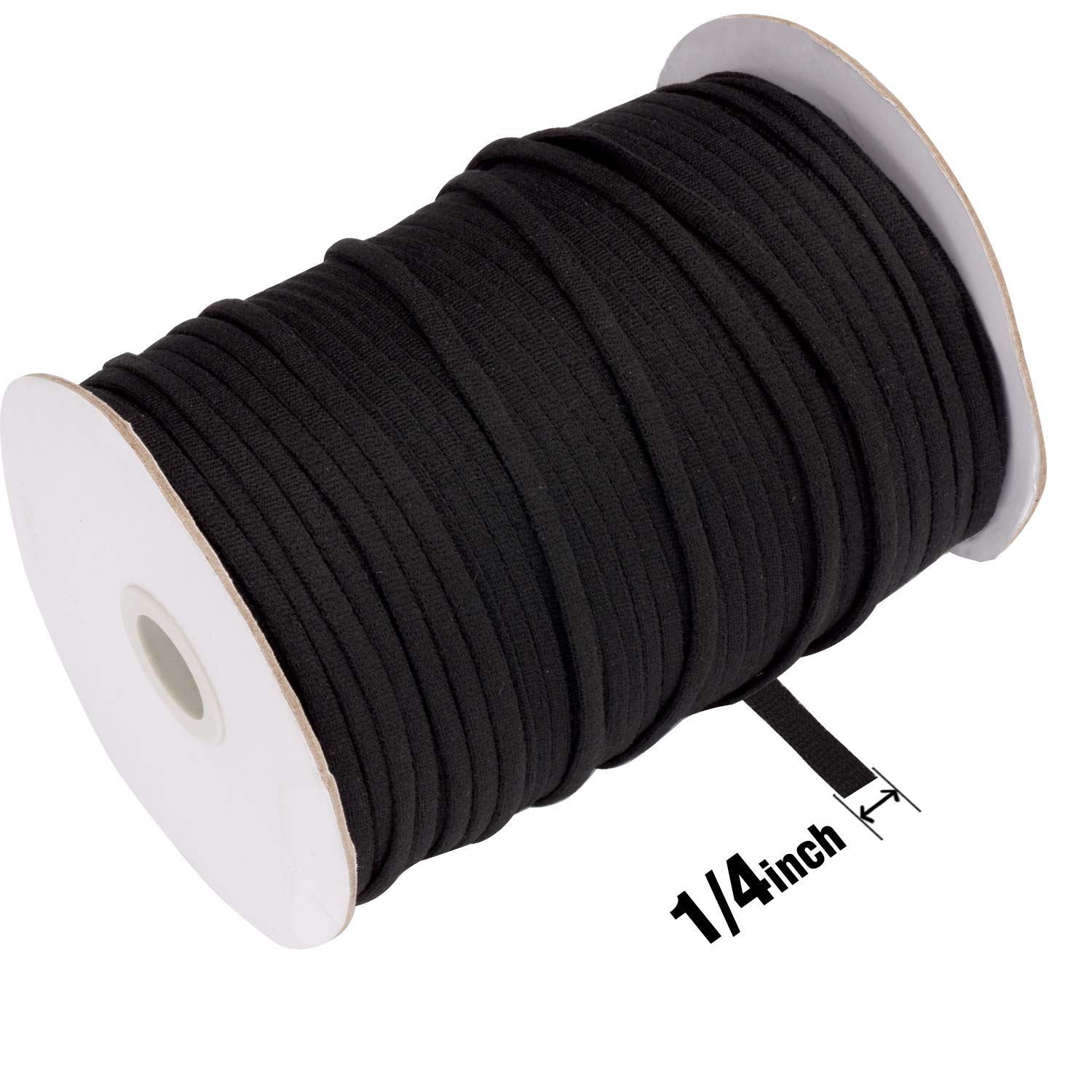 125Yard 1/5 Inch Wide Black Elastic String Cord Bands Rope with 100 pcs 50MM Aluminum Nose Bridge for Sewing Crafts DIY Mask (Black)