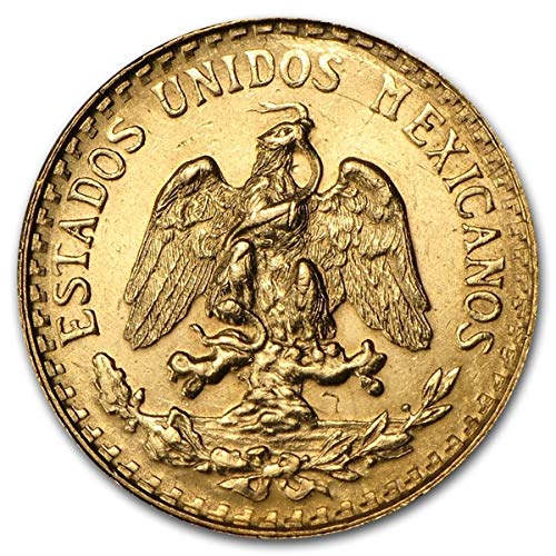 1919-1948 (Random Year) Mexican 1/5 Hidalgo Gold 2 Pesos Coin Brilliant Uncirculated with Certificate of Authenticity - Moneda de Oro Puro 2 MX BU