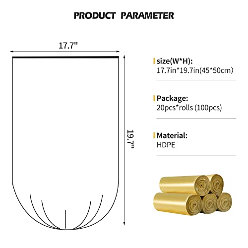 4 Gallon/100pcs Small Garbage Bags,Strong Trash Bags,Small Trash Bags for Office Home Bedroom,Trash can Liner(Golden 100)