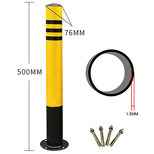 2 Pcs Fixed Parking s Barrier, with Reflective Parking Space Lock Durable Parking Posts for Driveways (Black 500x76mm) (Black 750x76mm) (Black 500x76mm)