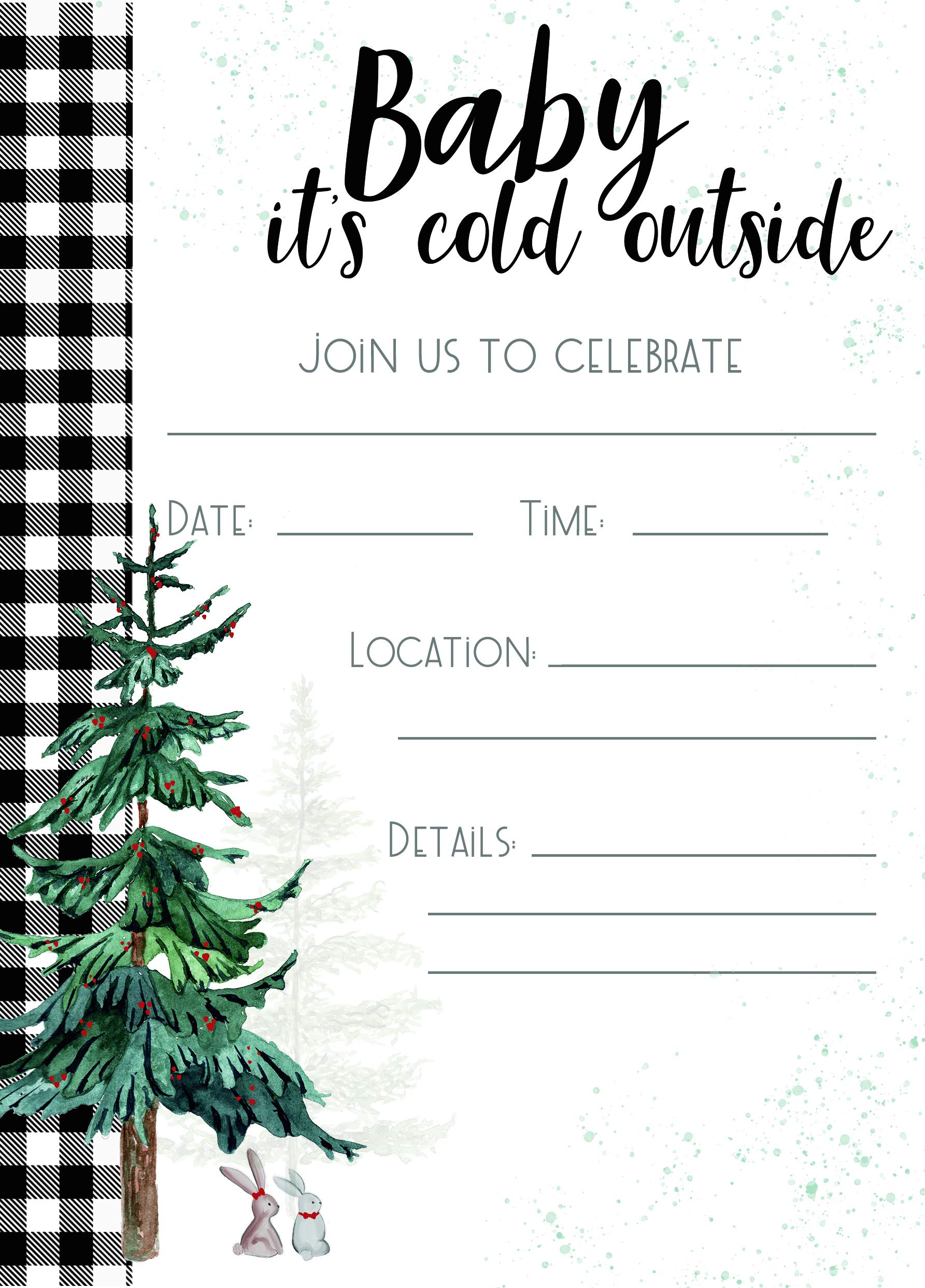 Baby It's Cold Outside Baby Shower Invitations, 25 cards and envelopes, Fill-In Invite