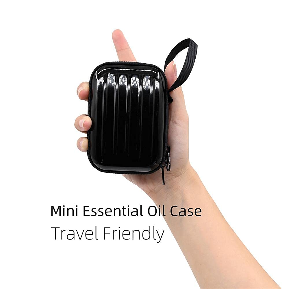 Dolovemk Essential Oil Storage Case 12 Holes-for Holds 3 ml Bottles,Traveling Carrying Case,Mini Essential Oil Carrying Organizer Storage with Metal Hard Shell Dense Foam Holds(Black)