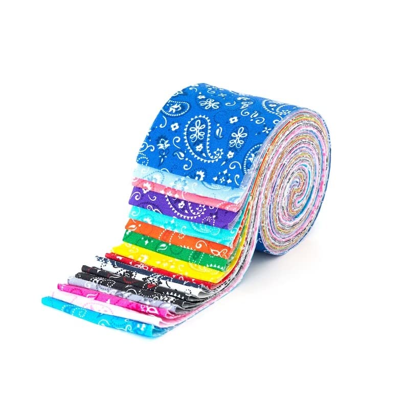 17 Pieces Fabric Cute, Beautiful 2.5 inch Strips Western Paisley Jelly Roll, Cute 100% Cotton Fabric Quilting Strips 2.5"