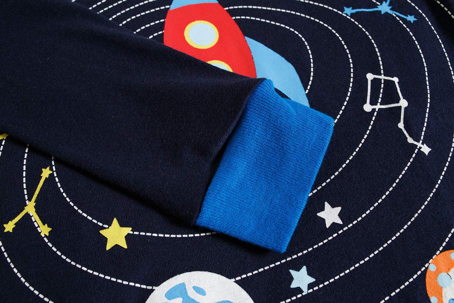 Popshion Little Boys Long Sleeve Pajamas for Boys 100% Cotton Toddler Space Rocket Sleepwear Clothes Set(Planet-6229 6T)