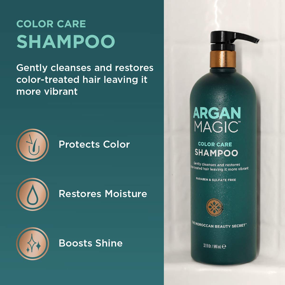 Argan Magic Color Care Shampoo β Gently Cleanses & Restores Color Treated Hair | Hydrates & Helps Color Last Longer | Infused with Keratin & Botanical Extracts | Made in USA | Paraben Free (32 oz)