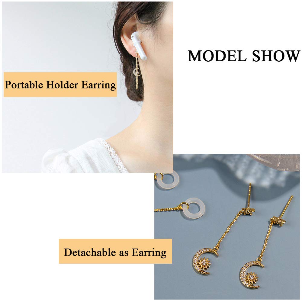 AoedeJ Anti-lost Holder Earrings for AirPods 14K Gold Plated Wireless Earbuds Earrings Dangle Earring Wireless Earphone Holder Strap Compatible with AirPods Pro 1 & 2 (Ear Stud-1)