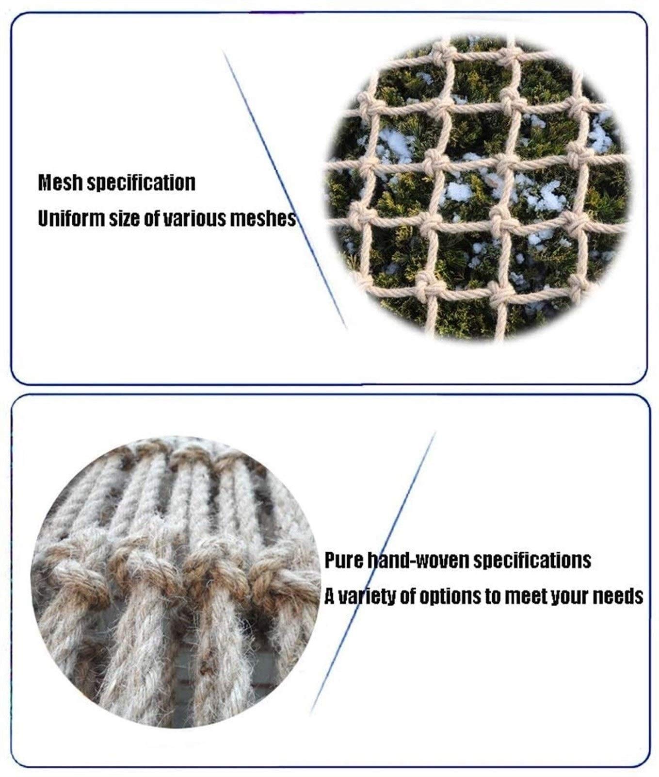 Child Climbing Safety Net Heavy Duty Hemp Rope Cargo Net Playground Railing Protective Net Outdoor Treehouse Kids Swing Rope Netting Hammock Fence Decoration (Size : 1 * 2m(3 * 7ft))