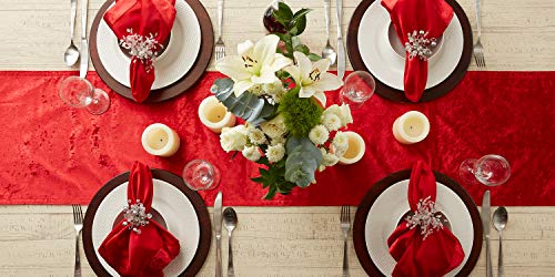 DII Velvet Collection Tabletop, Table Runner, 14x72, Red