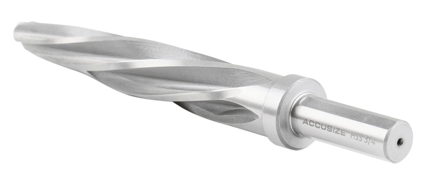 Accusize Industrial Tools Hss Spiral Flute Aligning Reamer, 3/4'' Cutting Diameter, 1/2'' Shank Diameter, 0522-0034