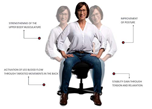 CoreChair Tango Ergonomic Active-Sitting Office Chair | Patented Design to Promote Movement to Build Core Strength and Posture (Black)