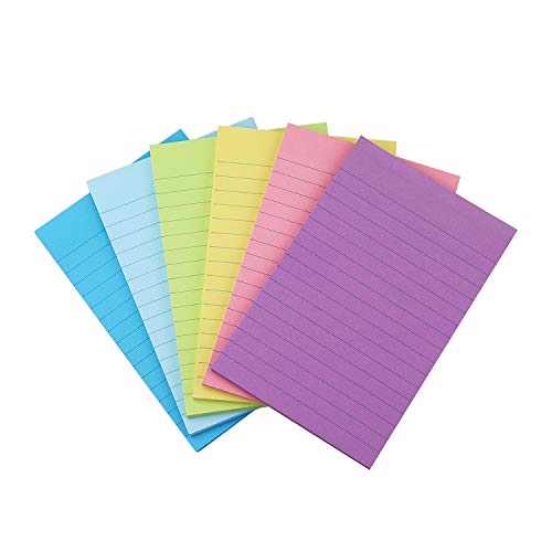 Early Buy Lined Sticky Notes with Lines 4x6 Self-Stick Notes 6 Candy Color 6 Pads, 45 Sheets/Pad