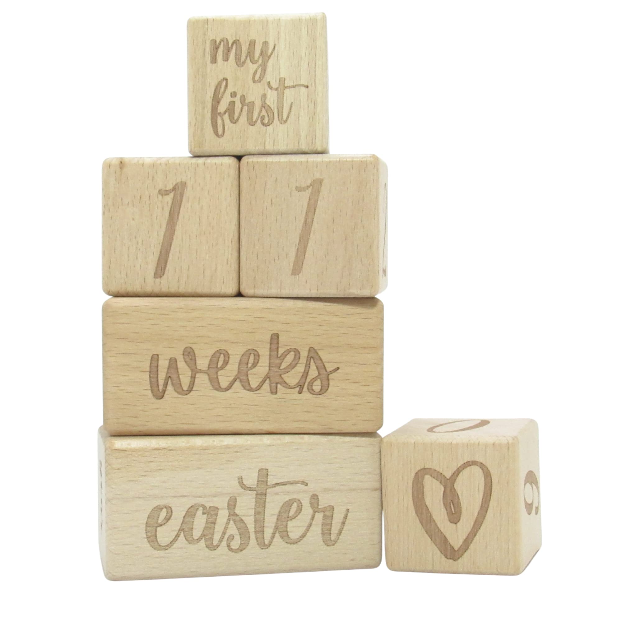 Baby Milestone Blocks - Monthly Baby Milestone Wood Blocks for Keepsake Photography - Set of 6 Baby Age Blocks for Pictures Ages Newborn to Weeks, Months, Years with Welcome Baby Age Sign & Bag
