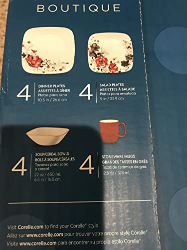 Corelle Chelsea Rose Chip & Break Resistant 16pc Dinner Set, Service for 4