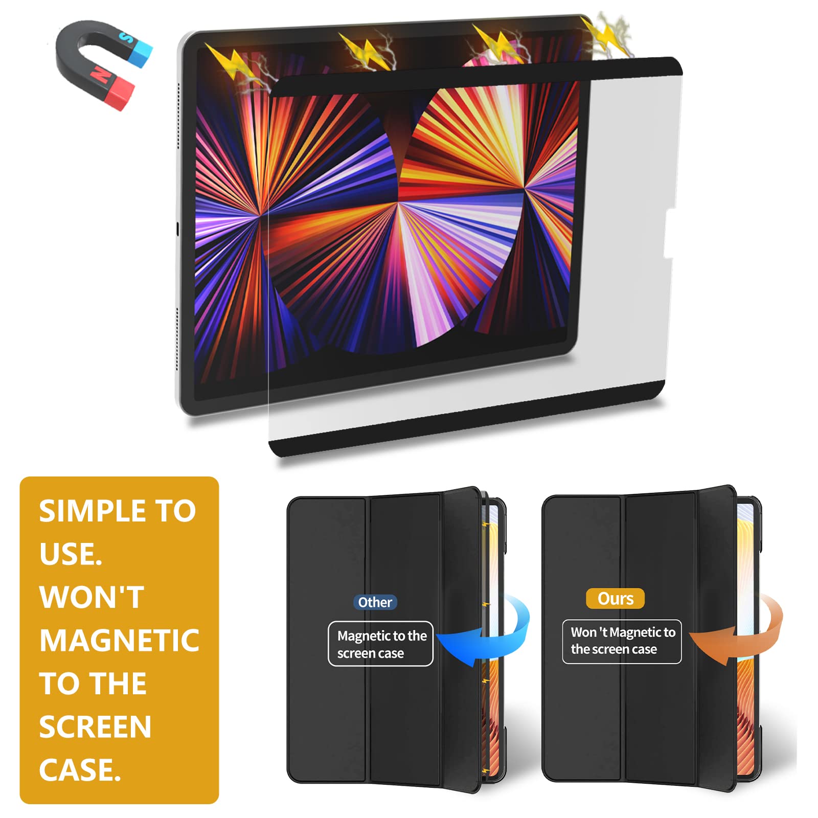 HAOLOCM Magnetic Removable & Reusable Paper-Feel Screen Protector, for ipad Air5/4 10.9/ ipad pro11 Inch (2018-2022 Model) Like Paper, Used for Drawing, Taking Notes,Improve Writing Accuracy.