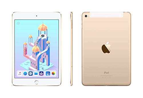 Apple iPad Mini 4 (128GB, Wi-Fi + Cellular, Gold) (Renewed)