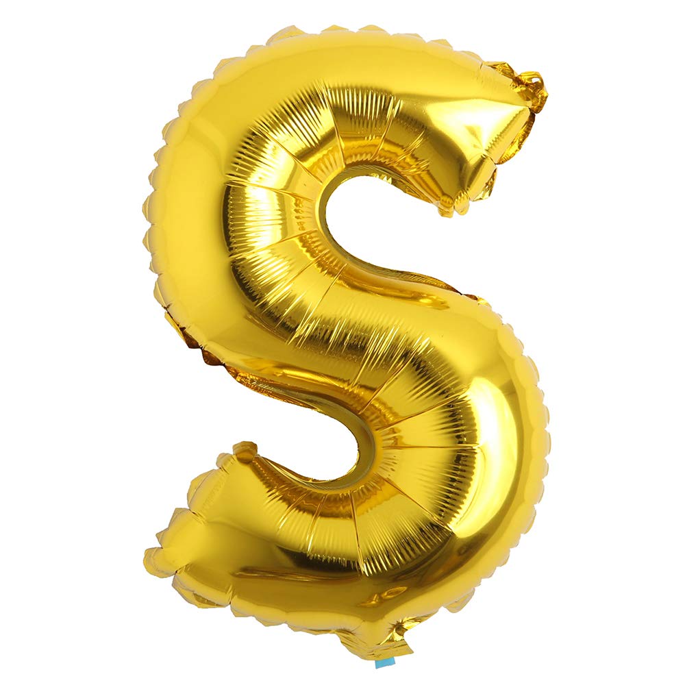 32 inch Letter Balloons Gold Alphabet Number Balloons Foil Mylar Party Wedding Bachelorette Birthday Bridal Shower Graduation Anniversary Celebration Decoration (32 INCH GOLD S)