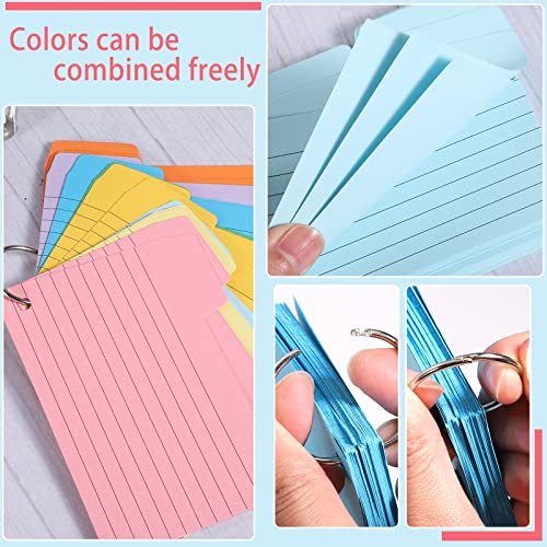 400 Pcs Colored Index Cards, 3x5 Inches Ruled Index Cards with Ring Blank Flashcards Lined Index Cards Heavy Note Cards for Studying Office Home School Supplies