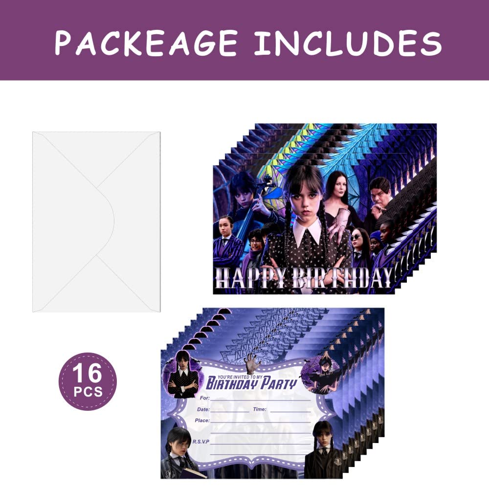 16Pcs Birthday Invitation Cards Gift Cards with Envelopes for Party Decorations Supplies Favors