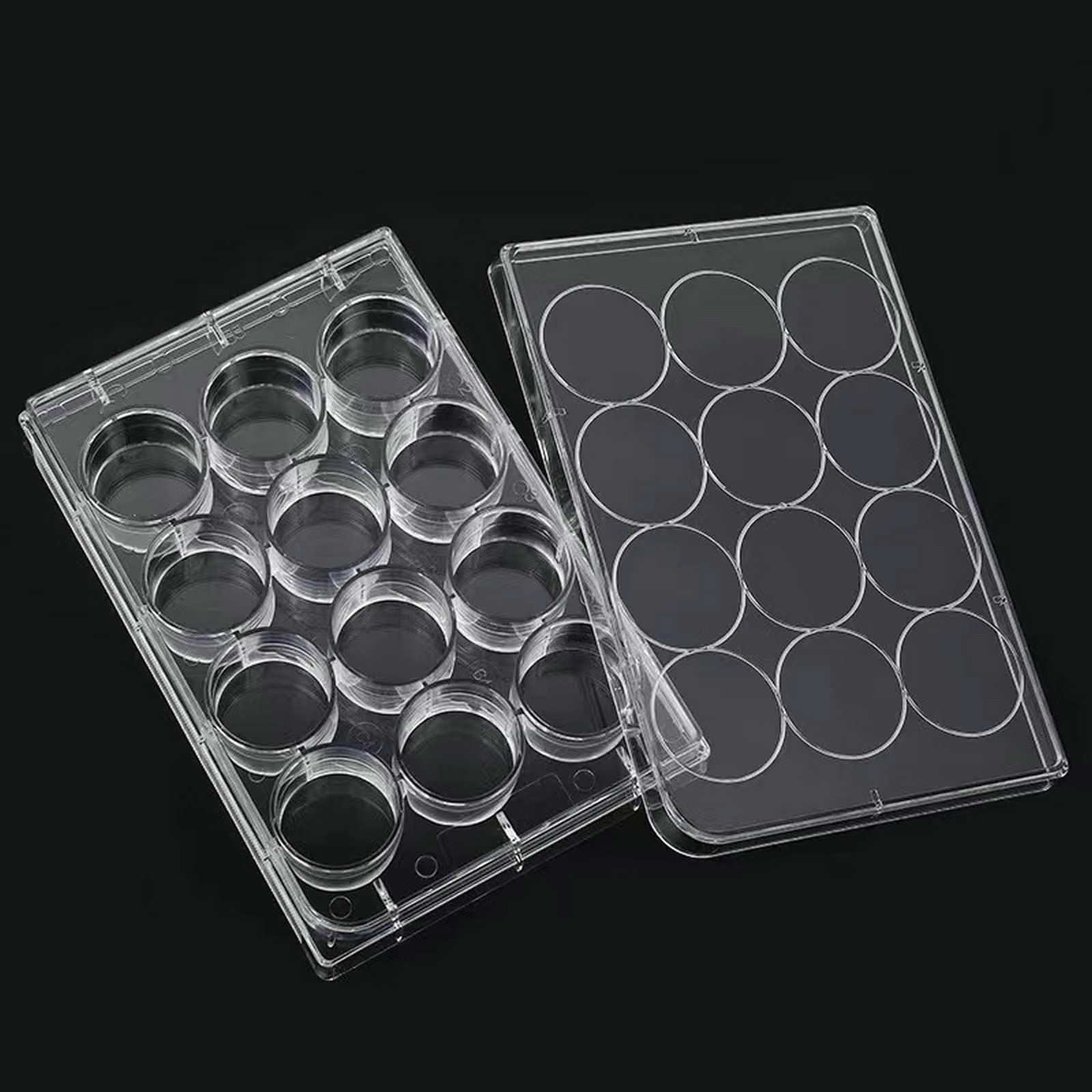 12-Well Tissue Culture Plate - Individually Wrapped, with Lid,Flat Bottom Wells(Pack of 10)