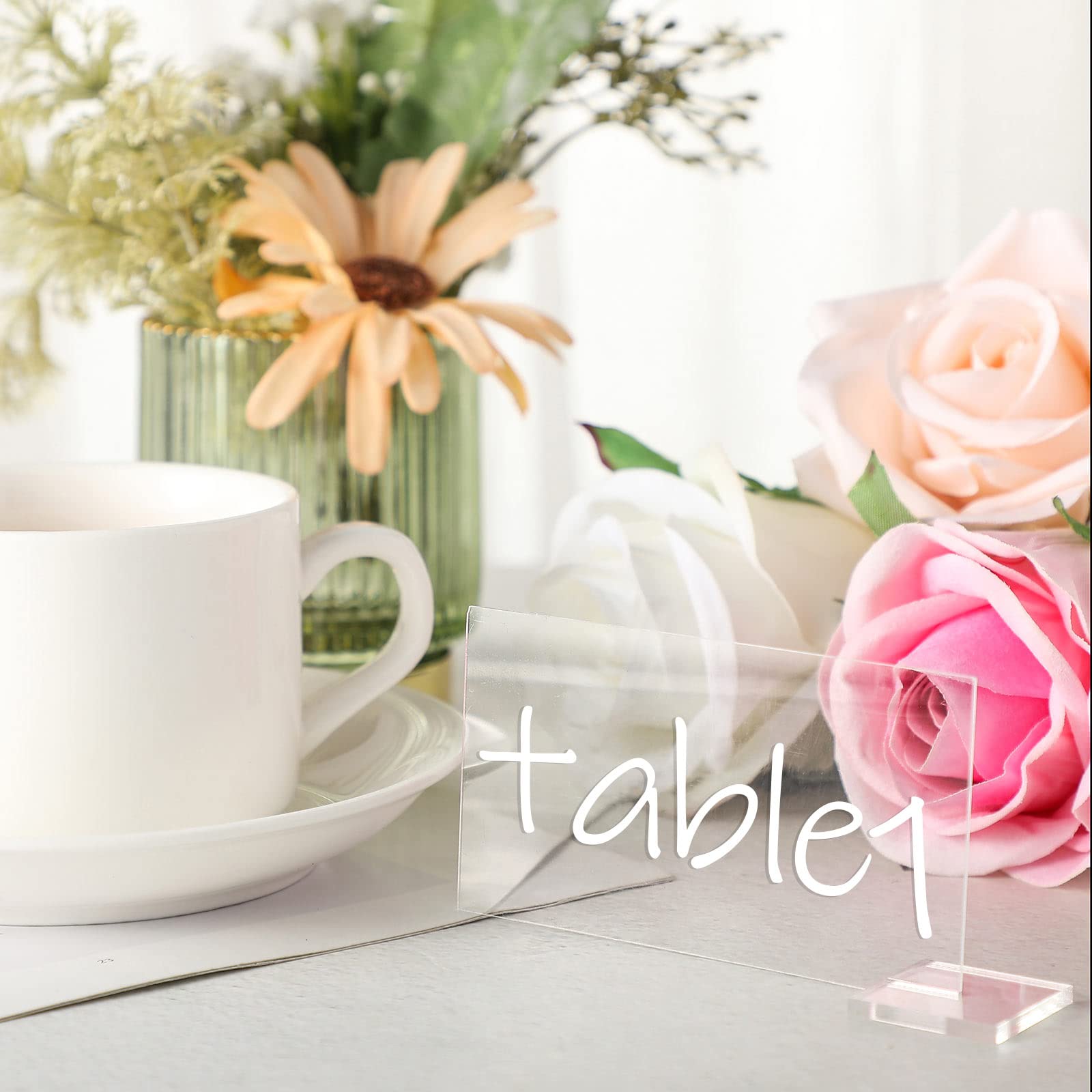 48 Clear Acrylic Place Cards Mini Clear Acrylic Table Place Card Acrylic Signs for Wedding Blank Plate Seating Chart Card for Table Numbers Sublimation Handwritten Name DIY Decor(Hexagon Style)