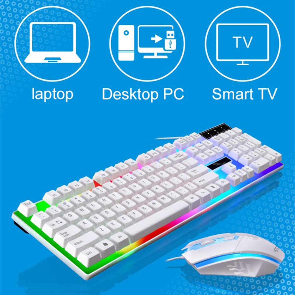 Game Keyboard keboard for Gaming USB Computer Keyboard Office Keyboard Gaming Keyboard Mechanical Keyboard Lighted Keyboard LED Keyboard USB Keyboard White Mouse and Keyboard Wired