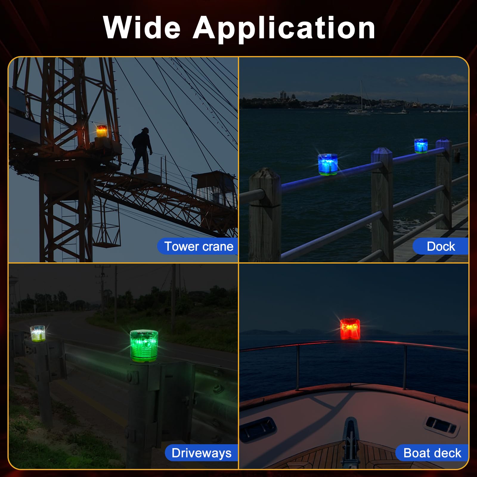 Aolyty Solar Strobe Warning Light Strong Magnetic Base Flashing Super Bright 360 Degree Automatically Turn On Waterproof for Construction Traffic Factory (Yellow)
