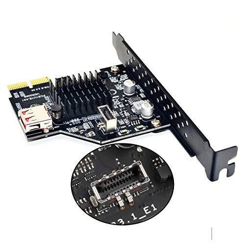 ChenYang 2 Port USB 2.0 & USB 3.1 Gen 2 Type-E Front Panel Socket to PCI-E 2X PCI Express Expansion Card Adapter