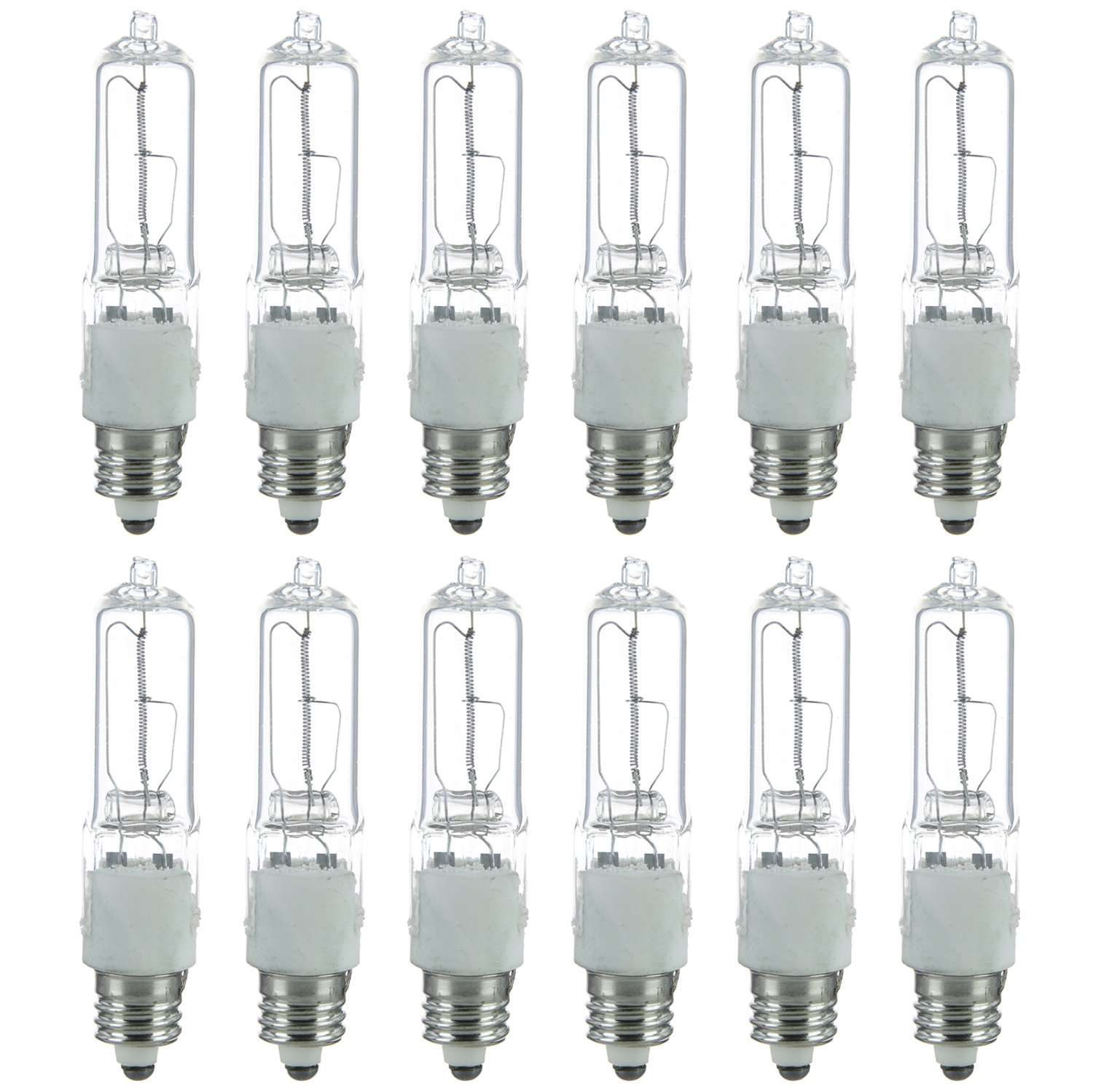 12 Pack Sunlite Halogen 500 Watt Single Ended T4 Mini Can Base Clear Light Bulb