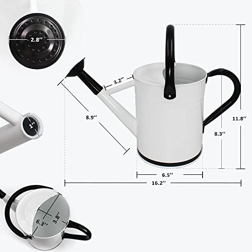 Cesun 1 Gallon Galvanized Metal Watering Can for Outdoor Plants (White and Black) โ Decorative Farmhouse Style Watering Pot with Removable Spout - Perfect for Outdoor Use