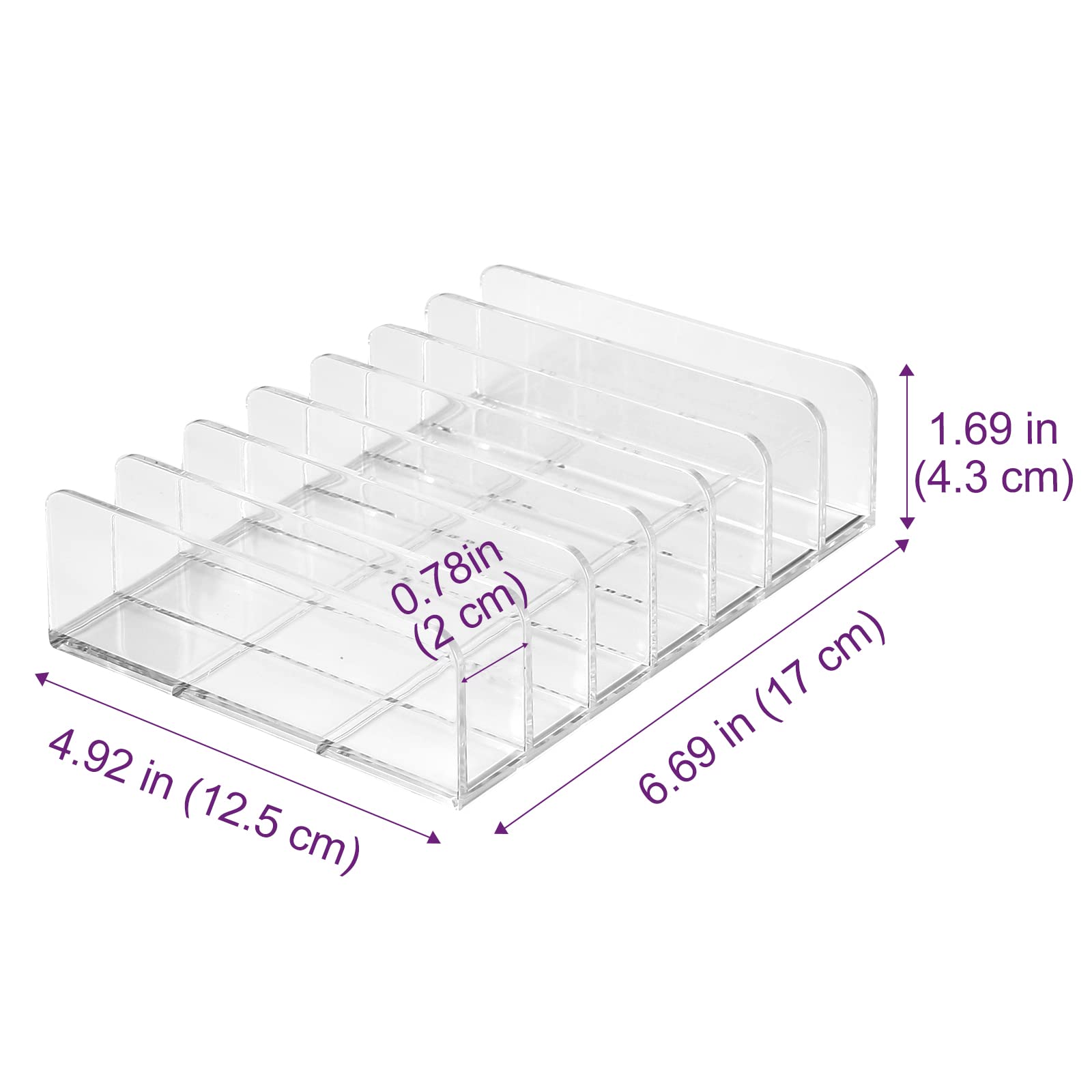 Lolalet [2 Pack] Clear Acrylic Makeup Palettes Organizer, Divided Sections Stand Rack For Eyeshadows Contours Bronzers Blush Face Powder, Cosmetics Display Storage Holder – 14 Slots