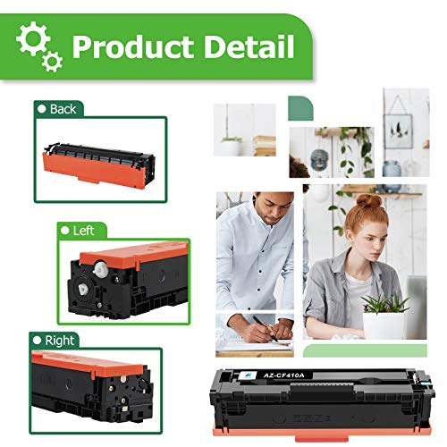 Aztech Compatible Toner Cartridge Replacement for HP 410A CF410A 410X CF410X CF411A CF412A CF413A Color Pro MFP M477fnw M477fdw M452dw M452nw Printer Ink (Black Cyan Yellow Magenta, 4-Pack)