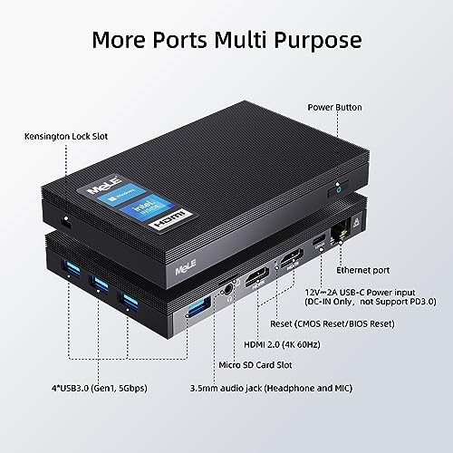MeLE Quieter2Q Fanless Mini PC J4125 4GB/64GB Small Desktop, Micro Computer on Business Industrial, Support M.2 SSD, Dual HDMI 4K,Gigabit Ethernet
