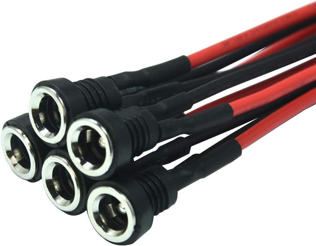 5Pcs 5.5mm x 2.1mm DC Power Supply Jack Socket Female Panel Mount Connection,dc-022B dc Jack with Wires