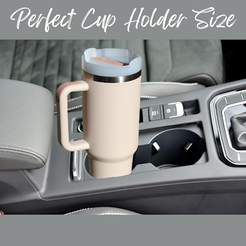 40oz Tumbler with Handle and Straw, Stanley Cup Dupes, Leak Resistant Lid, Insulated Cup, Maintains Cold, Heat, and Ice for Hours (Dune)