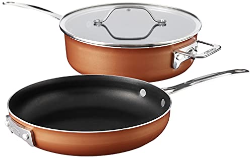 Gotham Steel Stackable 3 Piece Frying Pan Cookware Set– Stackmaster Ultra Nonstick Cast Texture Ceramic Coating, Stacks and Nests within Each Other - Dishwasher Safe