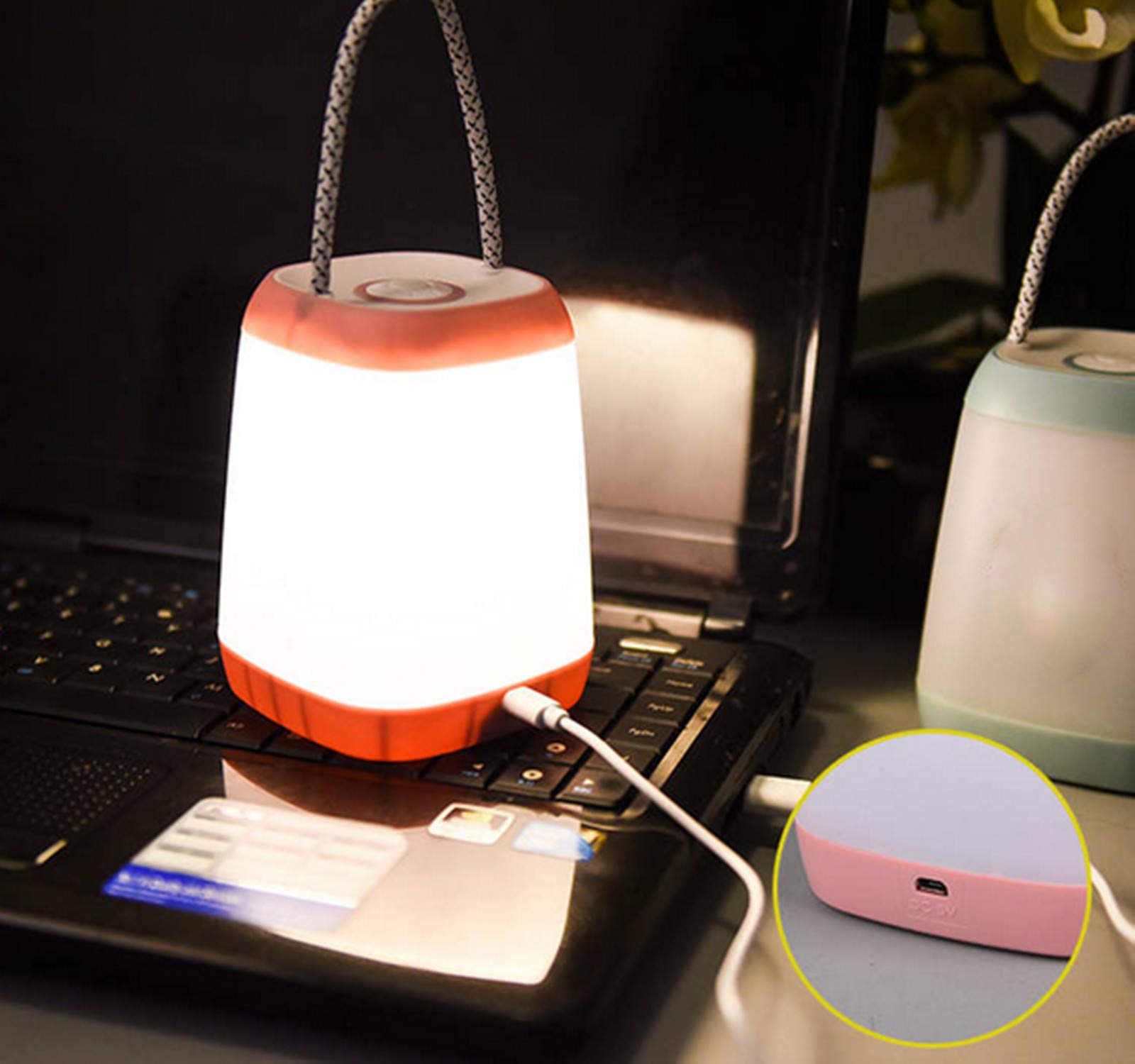 Hathdia Night Light for Kids, USB Rechargeable Nursery Lamp Portable Camping Lantern with 3 Light Modes for Camping,Emergency,Bedroom,Indoor and Outdoor(Pink, 1 Pack)