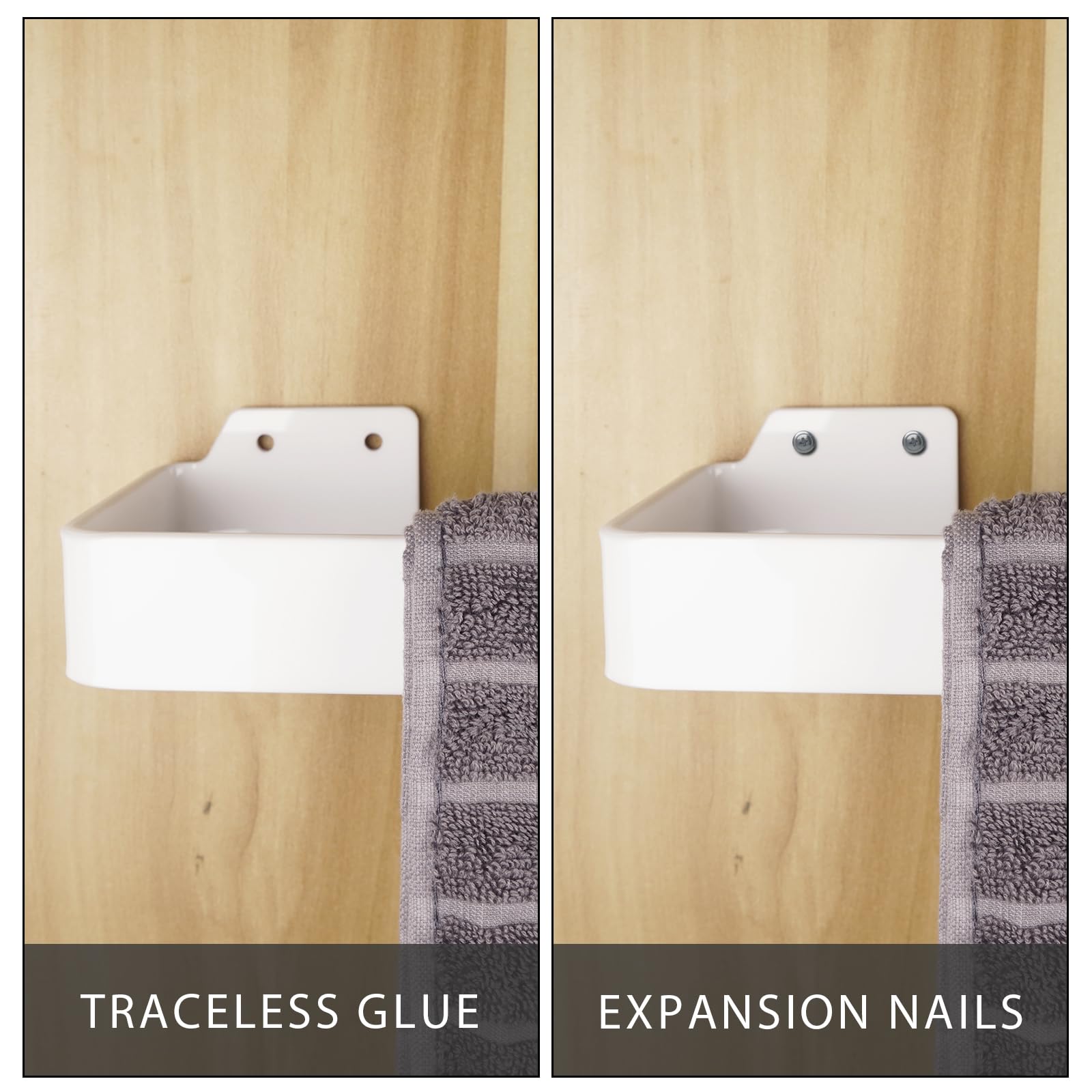 12.6Inches Hand Towel Holder, Self Adhesive Towel Rack for Bathroom Wall Mounted, Acrylic Towel Hanger (White)