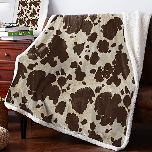 CosyBright Throw Blanket Warm Fuzzy Plush Cowhide Cow Print Fleece Blanket Lightweight Blankets Full Size- Super Soft for Sofa Bed Couch All Season- Graffie