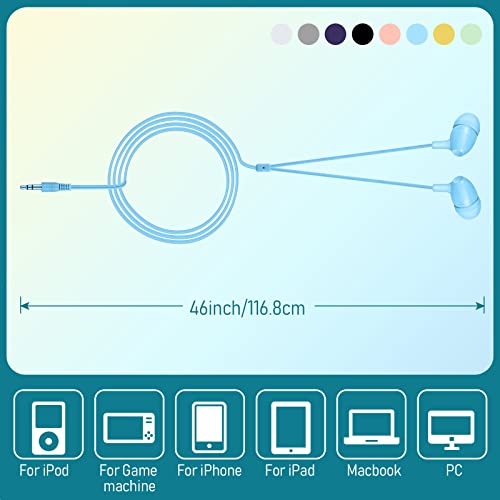 250 Pack Earbuds Bulk Kids Earbuds Headphones Classroom Earphones with Wire Ear Headphones for Schools Classrooms Libraries Children Students Gift (Multi Colors)