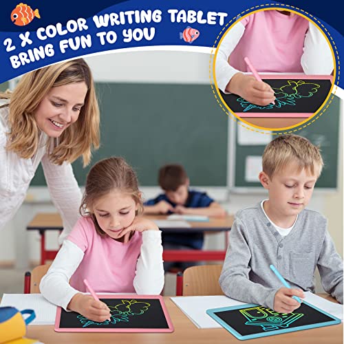2 Pieces LCD Writing Tablet 15-inch Colorful Screen Drawing Pad Erasable Reusable Electronic Kids Drawing Tablet Kids Drawing Tablet Gifts for 3+ Years Old Girls Boys