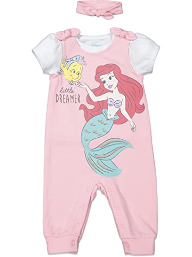 Disney Princess Ariel Infant Baby Girls French Terry Snap Sleeveless Romper & Headband 12 Months