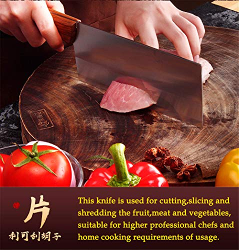 Cleaver Knife 7 Inch β Chinese Chef Knife with rosewood Handle, Vegetable Meat Cleaver Knife with case, Anti-rust Kitchen Knife for Cooking